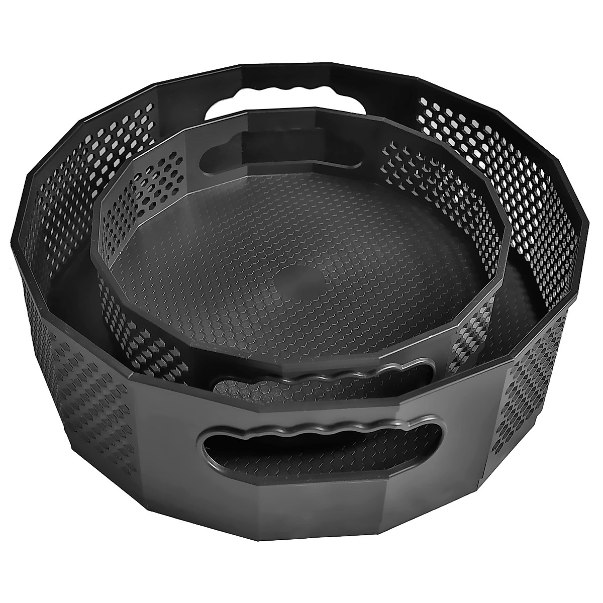 YEAVS 2 Pack Spinning Lazy Susan Turntable, Deep Plastic Spice Condiment Holder Makeup Organizer Multifunctional for Kitchen Fridge Bathroom Counter Top (Black)