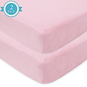 American Baby Company 2 Pack Heavenly Soft Chenille Fitted Crib Sheet 28" x 52", Warm and Cozy Neutral Chenille Sheet, Pink, for Boys and Girls, Fits Crib and Toddler Bed mattresses