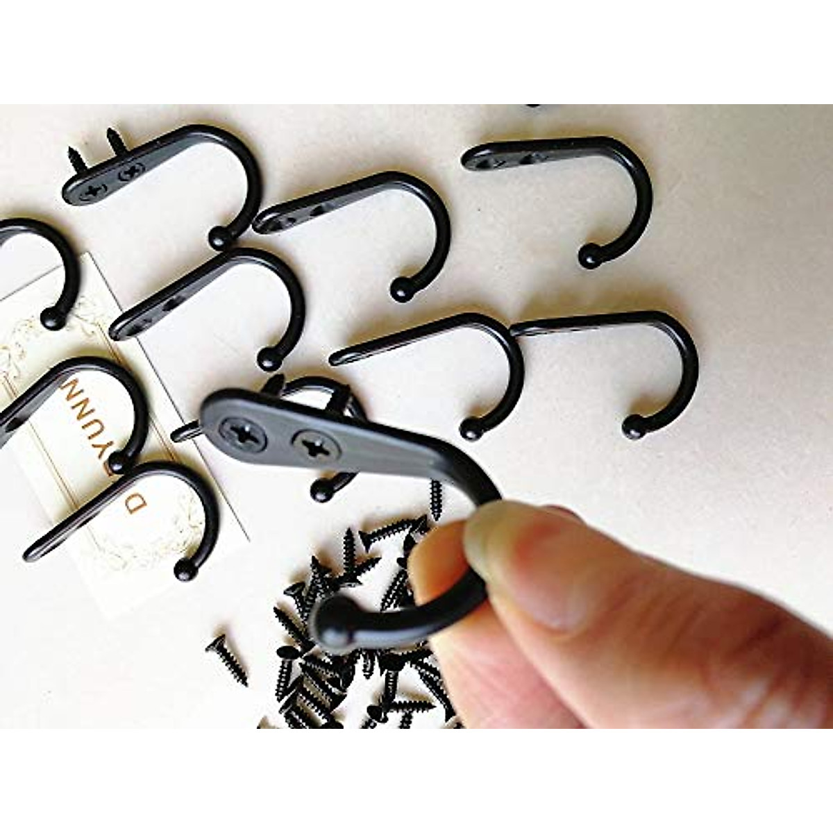 PAINISTIC 25 Pieces Wall Mounted Coat Hook Robe Hooks Cloth Hanger Coat Hanger Coat Hooks Rustic Hooks and 54 Pieces Screws for Bath Kitchen Garage Single Coat Hanger Black Color