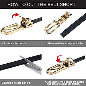 macoking 2 Pack Thin Belts for Women Leather Skinny Belt for Dress Adjustable (Black+Brown, S)