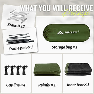 Forceatt Tent 2-3 Person Camping Tent, Waterproof and Windproof 3-4 Seasons Ultralight Backpack Tent, can be Installed Immediately, Suitable for Hiking, Camping, Outdoor (2-Person-Dark Green)