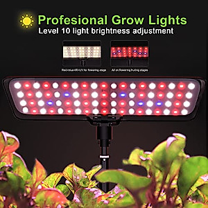 Indoor Garden Hydroponic Growing System, Plant Germination Kit Herb Vegetable Growth System with LED Grow Light, Automatic Timer, Hydroponic Planter Grower Harvest Veggie, Black