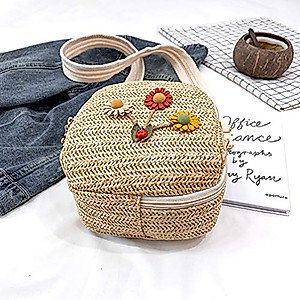 TENDYCOCO Crossbody Bag Straw Woven Purses and Handbags Convertible Shoulder Bag for Women Bucket Bag