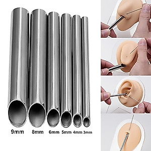 CHUANCI 361L Surgical Steel Piercing Receiver Piercing Needle Receiving Tube Body Jewelry Holding Tattoo Supplies Microblading Tools (6PCS 8mm(0g))