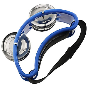 E-outstanding Foot Tambourine Guitar Drum Percussion Companion Metal Jingle Bell Musical Instrument, Blue