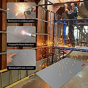 FLASLD Silicone Coated Welding Blanket 4x6 ft Welding Curtain Welding Shield Mat Up to 1800°F, Heavy Duty Fireproof Welder Blanket for Industrial,Camping,Smokers and Grills
