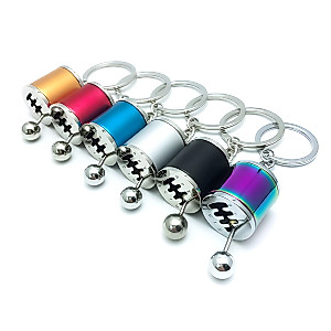 Car Shifter Gear Keychain, 6 Speed Shifter Keyring Gadgets, Car Shift Lever Manual Transmission Gearbox Pendant Accessories (Black)