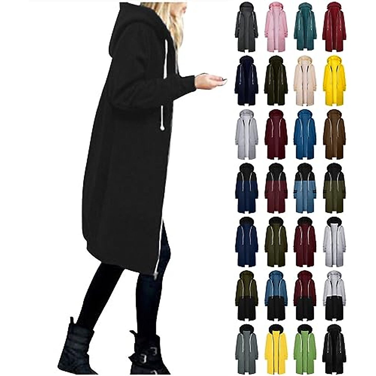 Muyise Track Jacket Light Rain Coats Women Plus Size Oversized Hoodie Crop Jackets for Women Womens Zip Up Women's Trench Coats Collar Wool Coats for Women(01-Black,XX-Large)
