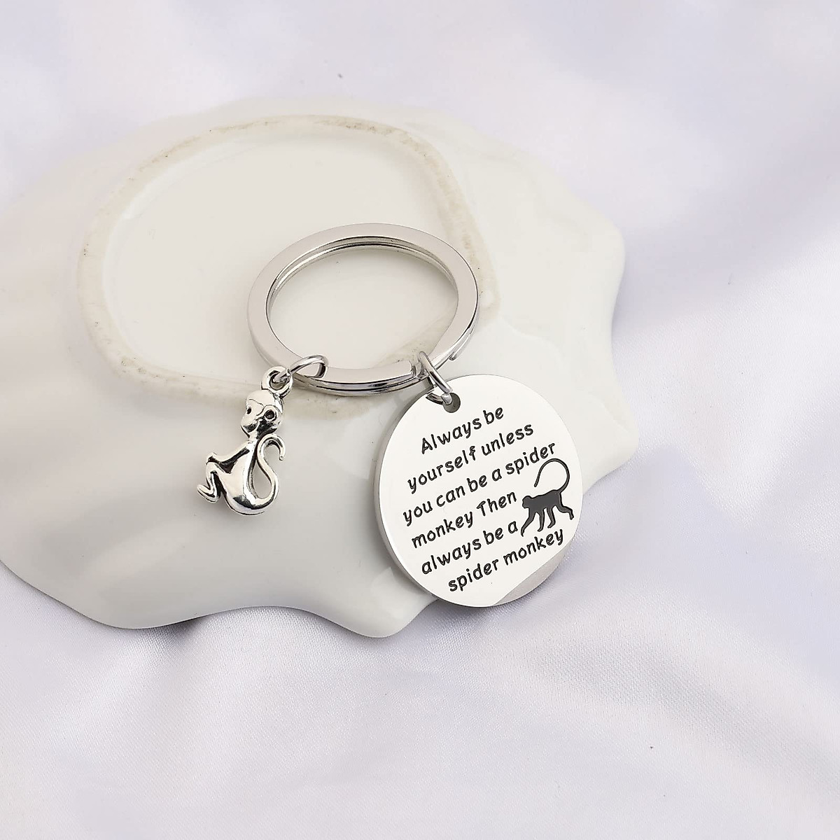 WSNANG Spider Monkey Keychain Love Spider Monkey Gifts Jewelry Monkey Key Ring Charm Animal Lovers Gifts (silver)