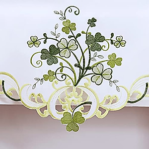 Simhomsen Embroidered Irish Clover St. Patrick’s Day Mantel Scarf Fireplace Top Runner for Spring Shamrock Decorations (70 × 17 inches)