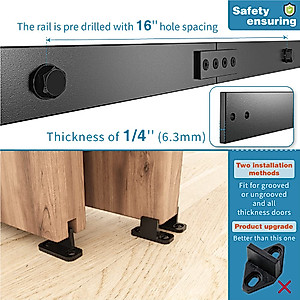 ZEKOO 8 FT Bypass Sliding Barn Door Hardware Kit, Single Track, Double Wooden Doors Use, Flat Track Roller, Low Ceiling (8FT Single Track Bypass)