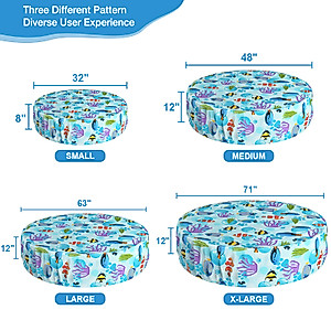 Ladadee Foldable Round Dog Swimming Pool Cover, for 63" Collapsible Outdoor Tub, PVC Coating Waterproof and UV Protection, Leakproof Washable Kiddie Pet Small Paddling Bath Accessories