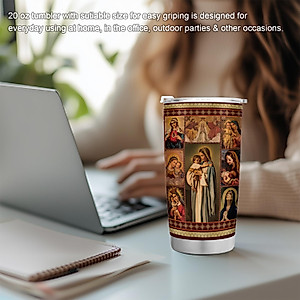 Catholic Gifts for Women, Virgin Mary Tumbler 20oz Stainless Steel Travel Cup Double Wall Insulated Coffee Mugs with Splash-proof Lid, Unique Religious Christian Believers Blessings Gift
