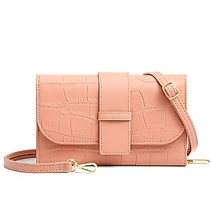 VINMEN Crossbody Phone Bag, Wrist Wallet Handbags, Leather Clutch Bag Evening Bag for Women and Girls (Pink)