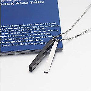 Ankiyabe Through Thick and Thin Necklace Sisters Best Friend Friendship Gift Couples Necklace Bridesmaid Tribe BFF Gift (Black and Silver)