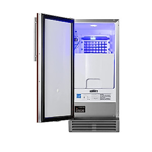 Summit Appliance BIM44GCSS Built-in Icemaker, 50 lb Production Capacity, Built-in Pump, Automatic Defrost, Touch Control Panel, Insulated Storage Bin, Leveling Legs, Interior Light