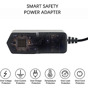 6V 2A AC/DC Adapter, Wall Charger, 5.5mm x 2.1mm & 2.5mm (Center Positive) DC Plug Compatible for 6 Volt 2A 1.5A 1A 800mA 700mA 600mA 500mA 300mA 100mA~2000mA Equipment Power Supply Cable Cord
