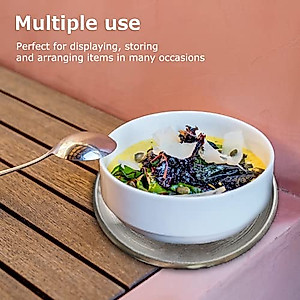 CrafArcher Round Tray Decorative Tray Storage Organizer Stainless Steel 7.9 inches, 2 Packs (Gold Plated)