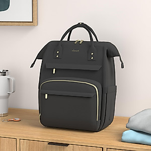 LOVEVOOK 17.3 Inch Laptop Backpack, Large Travel Backpack for Women, Water Resistant Teacher Backpack with Laptop Compartment, Professional Business Work bags with Charger, Black