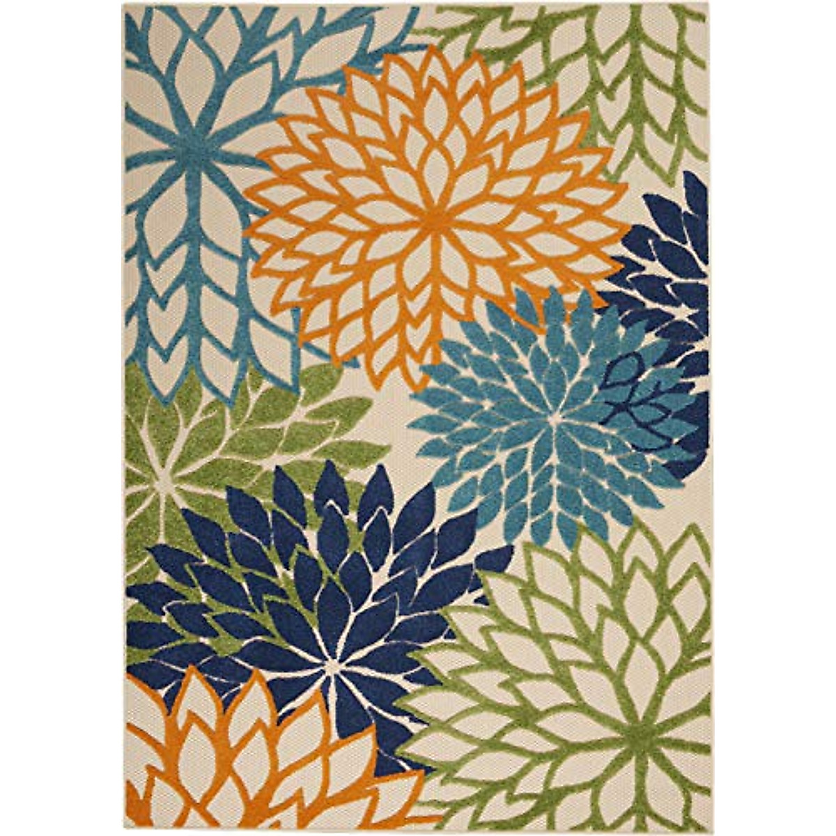 Nourison Aloha Indoor/Outdoor Multicolor 3'6" x 5'6" Area-Rug, Tropical, Botanical, Easy-Cleaning, Non Shedding, Bed Room, Living Room, Dining Room, Deck, Backyard, Patio (3x5)