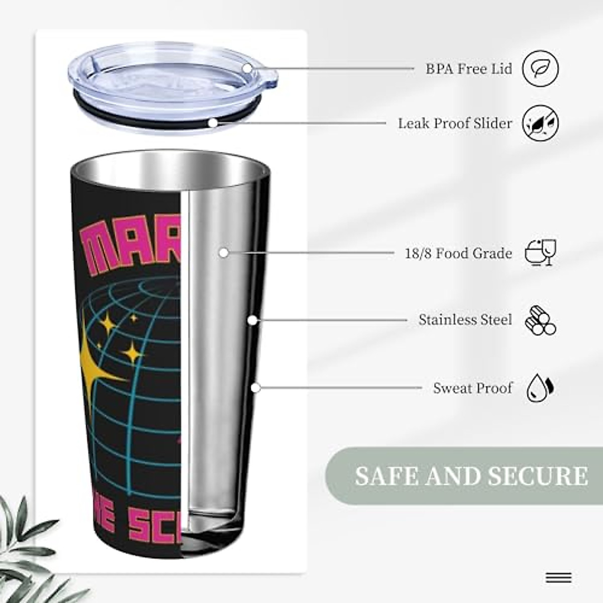 LAZHANG Mariah Music The Scientist Stainless Steel Insulated Car Sippy Cup With Lid Travel Mug for Cold Hot 20 oz