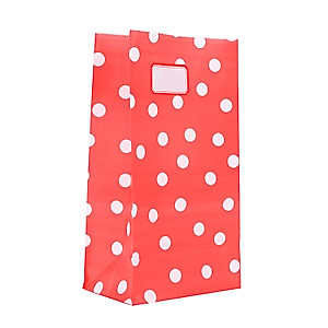 eborder 30 Packs Mini Treat Goodie Bags with Tag Stickers for Valentine's Days,Christmas,Birthdays,Wedding Party Paper Gift Bags (Red)