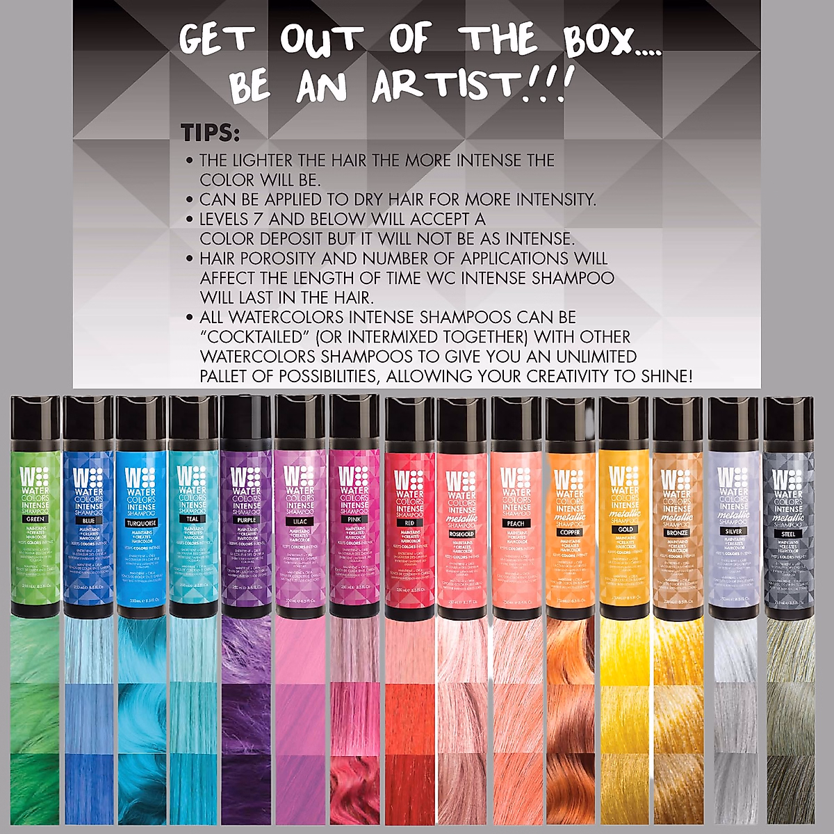 Watercolors INTENSE Semi Permanent Color Depositing Shampoo. Sulfate & Paraben Free to Maintain & Enhance Hair Color 8.5 oz - RED (1 Count)