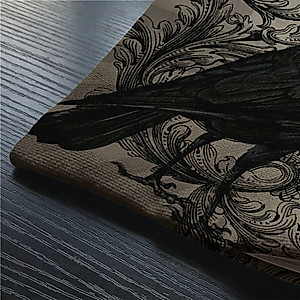 Smooffly Crow Throw Pillow Case Vintage Crow Black Flower Waist Lumbar Cotton Linen Cushion Cover Oblong Rectangle Pillowcase for Men Women Home Decorative Sofa Armchair Bedroom Livingroom 12x20 inch