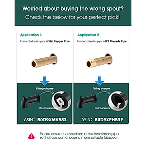 LOCALAND Slip-On Extra Long Tub Spout with Diverter, 1/2 Inch Slip Fit Connection,Matte Black