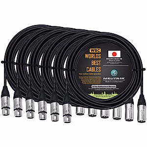 WORLDS BEST CABLES 6 Units - 25 Foot - Balanced Microphone Cable Custom Made Using Mogami 2549 (Black) Wire and Neutrik NC3MXX & NC3FXX Silver XLR Plugs