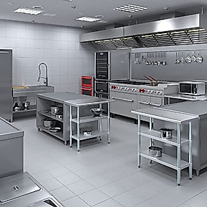 36" Long X 18" Deep Stainless Steel Work Table with 2 Shelves | Metal Food Prep Station | Commercial & Residential NSF Utility Table