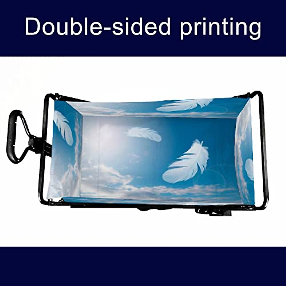 Collapsible Wagon Cart A White Feathers Bird Floating in The Sky Feather Abstract in Freedom Foldable Utility Wagon Large Capacity Garden Cart with Push Bar for Beach Camp Outdoor Shopping