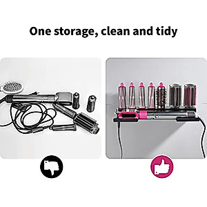 Storage Holder for Dyson Airwrap Curling Iron Styler Wall Mounted Rack Bracket Stand with Adhesive for Home Bathroom Organizer Black (A)