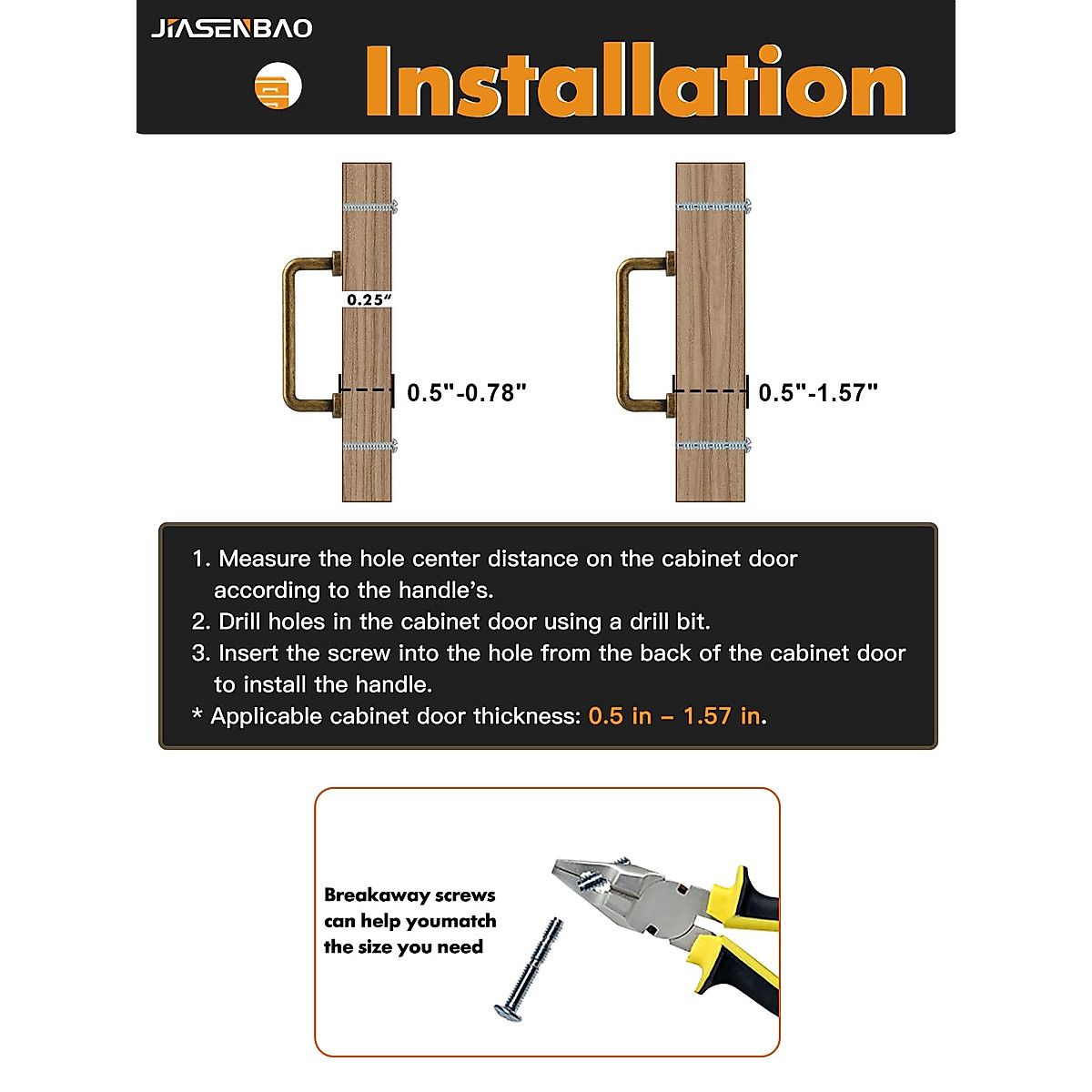 JIASENBAO 2 Pack Antique Brass Cabinet Bar Pulls 3" Hole Center Classic Vintage Retro Drawer Handles Kitchen Cupboard Bathroom Dresser Cabinet Hardware