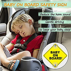 Baby On Board Signs Suction Cups, 2PCS Reusable Waterproof Kids Safety Warning Sticker Notice Board Car Accessories Sign For Car Window, 5" x 5"