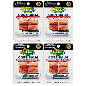 Dr. Dan's Cortibalm- 4 Pack - for Dry Cracked Lips - Healing Lip Balm for Severely Chapped Lips - Designed for Men, Women and Children