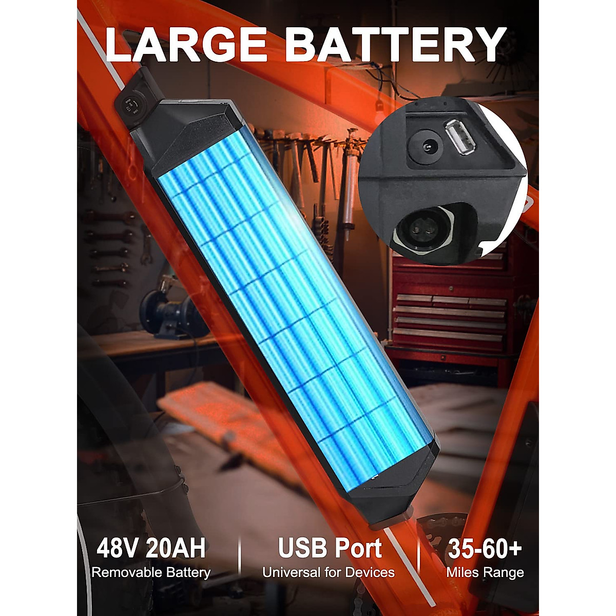 HAOQI Electric Bike for Adults, 26" x 4.0 Fat Tire Ebike, 750W Brushless Motor Mountain Bike with 48V 20AH Removable Battery, Electric Bicycle with 7 Speed to 28MPH