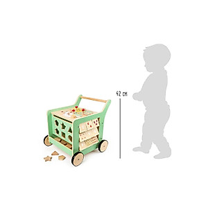 Small Foot Wooden Toys Premium Pastel Wooden Baby Walker and playcenter Move it! Designed for Toddlers 12+ Months, Multi (10947)