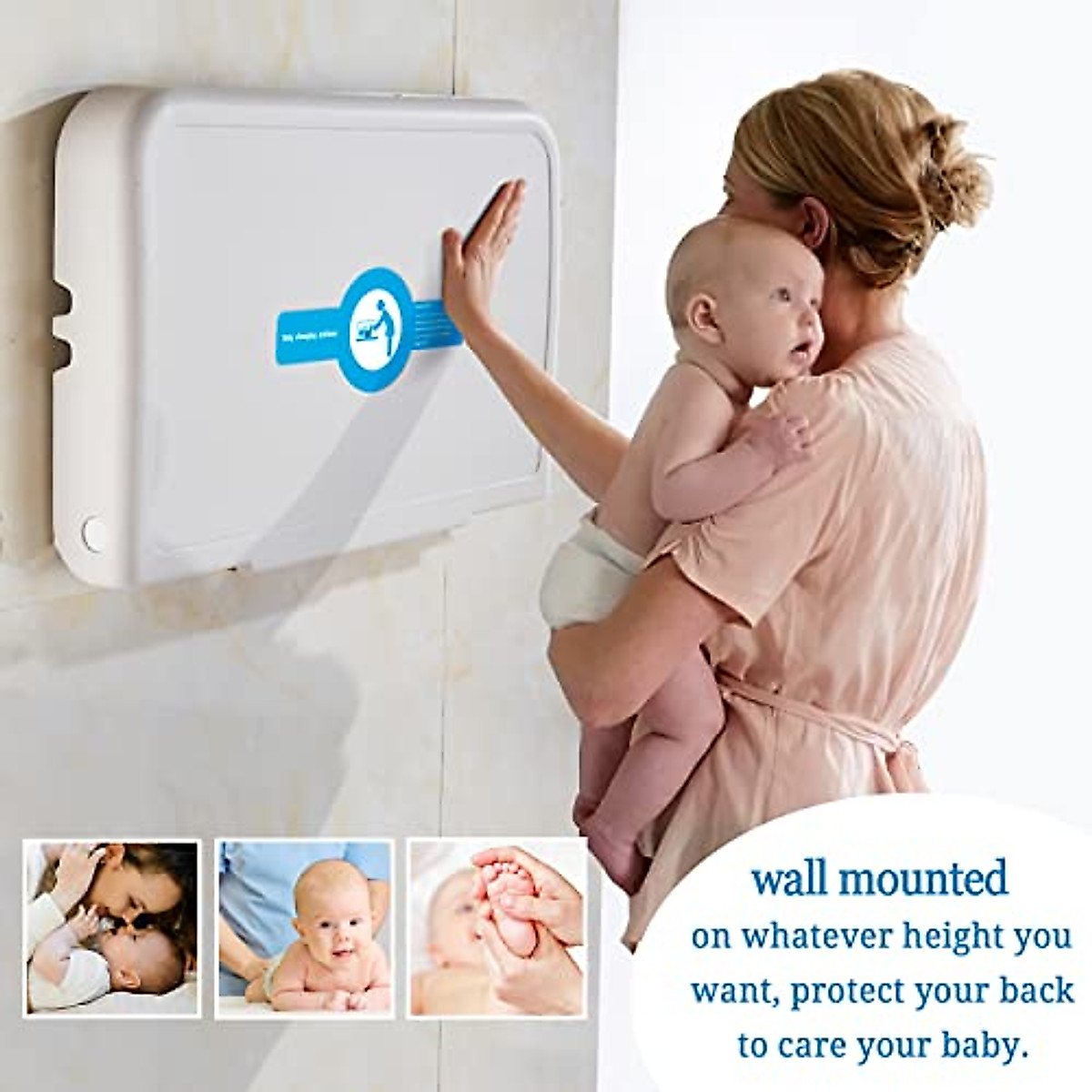 KSITEX Baby Changing Station,Wall Mounted Diaper Changing Tables Fold Up Changer Station Commercial Malls/Hotels/Airports