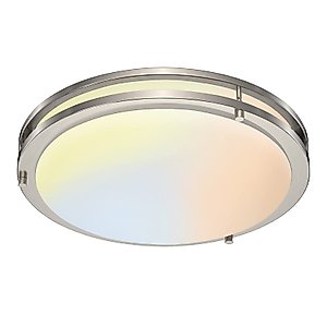 13 inch Ceiling Light Fixture, Dimmable LED Flush Mount Ceiling Light for Kitchen, Bedroom, Bathroom, Hallway, 2700K/3000K/4000K/5000K/6500K Color Adjustbale, 24W 1600LM, Brushed Nickel, ETL Listed