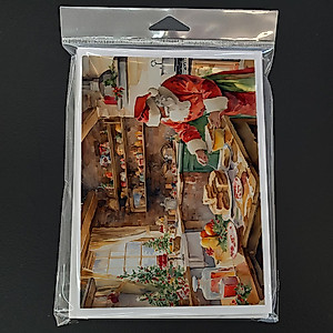 Caroline's Treasures DAC3302GCA7P Cookies with Santa Claus Papa Noel Greeting Cards Pack of 8 Blank Cards with Envelopes Whimsical A7 Size 5x7 Blank Note Cards