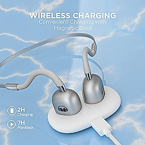 Monster Open Ear Headphones Bone Air Conduction Headphones Wireless Sport Headphones Bluetooth 5.3, Running Earphones with Enhanced Bass, IPX5 Sweatproof for Workout, 7H Playtime Built-in Mic, Silver