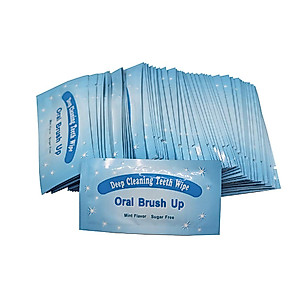 50pcs Finger Teeth Wipes Oral Brush Ups Disposable Dental Deeping Cleaning Fresh Breath Mint Flavour