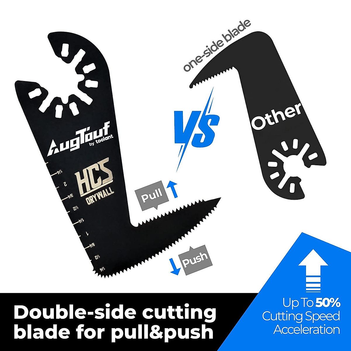 toolant HCS Oscillating Saw Blades for Drywall Cutting 2PCS, 2-in-1 Mutitool Drywall Blades with Quick Release Design