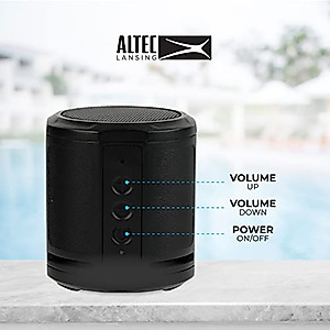 Altec Lansing HydraMicro - Waterproof Bluetooth Speaker, Lightweight & Portable Speaker for Travel & Outdoor Use, Black