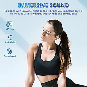 Relxhome Bone Conduction Headphones, Sport Headphones Bluetooth, AAC/SBC High Sound Quality, Waterproof Headphones with Mic for Running, Cycling, Gym