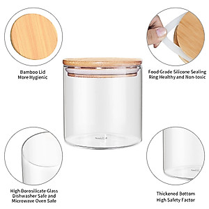 Food Storage Jar, 18.6 FL OZ (550 ML), [Thickened Version] 77L Glass Food Storage Jar with Airtight Seal Bamboo Lid - Modern Design Clear Food Storage Canister for Serving Tea, Coffee, Spice and More