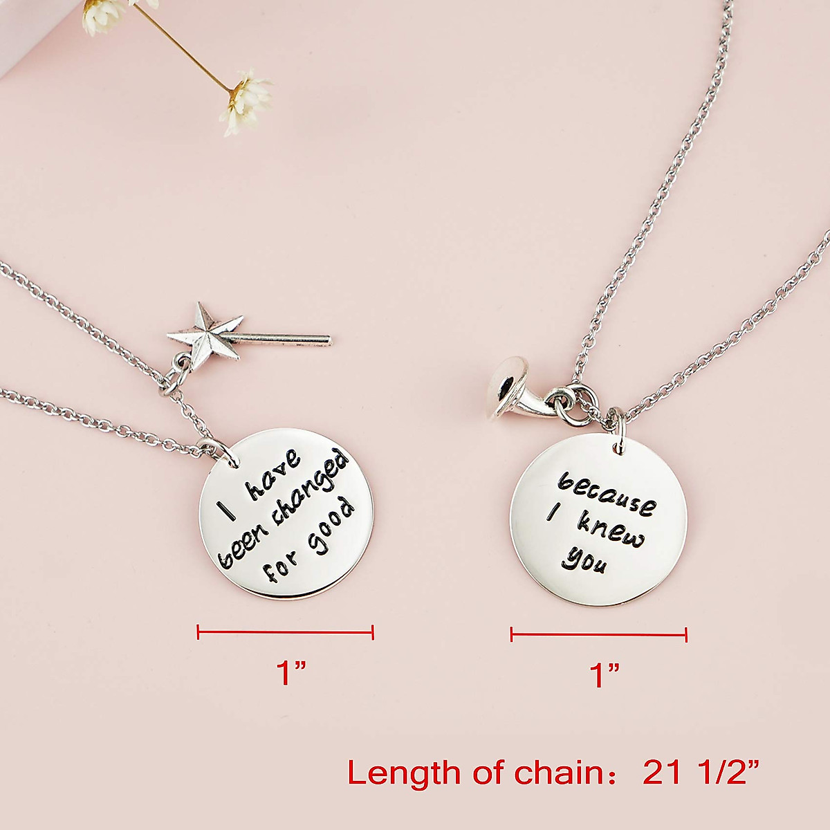 Melix Home Wicked the Musical Necklace Because I Knew You,I Have Been Changed for Good Gifts for Sister Friendship Gifts BFF Gifts Necklace Set of 2 (necklace)