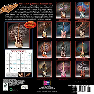 Fender Custom Shop Guitar 2024 Wall Calendar, 12" x 12"