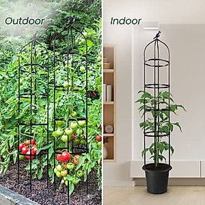 Idzo Metal Obelisk Trellis for Climbing Plants Outdoor 6ft, Rustproof Heavy Duty Steel Pipe with Plastic Coated for Garden Outdoor Potted Plant Support, Black Garden Trellis for Climbing Vine, 1pc